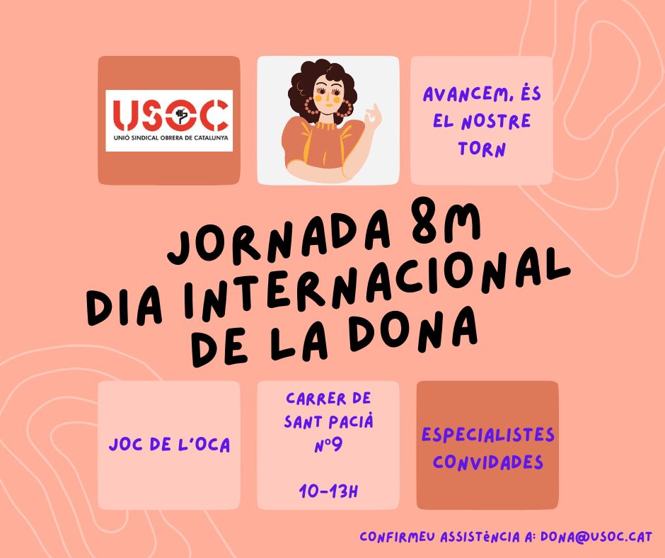 Convocatòria Jornada 8M. Dia de la Dona – Unió Sindical Obrera de Catalunya